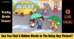 Hidden Word Game: Can You Find 5 Rainy Day Words? Fun Game